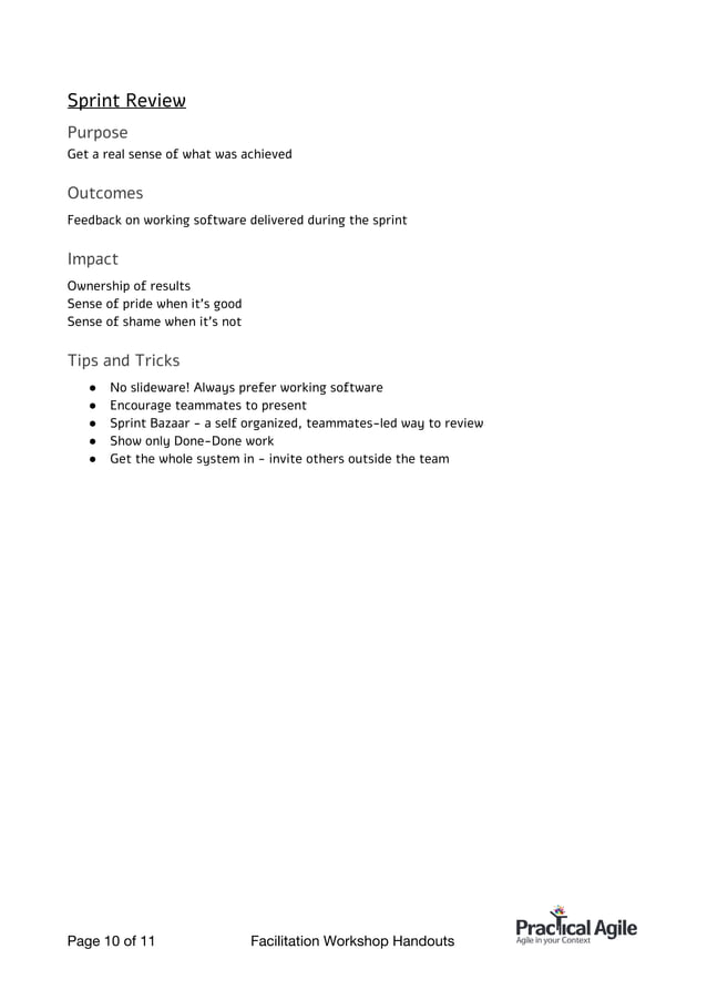 Scrum Master as a Facilitator - Handouts | PDF