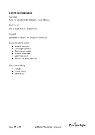 Scrum Master as a Facilitator - Handouts | PDF