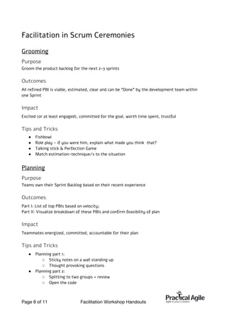 Scrum Master as a Facilitator - Handouts | PDF