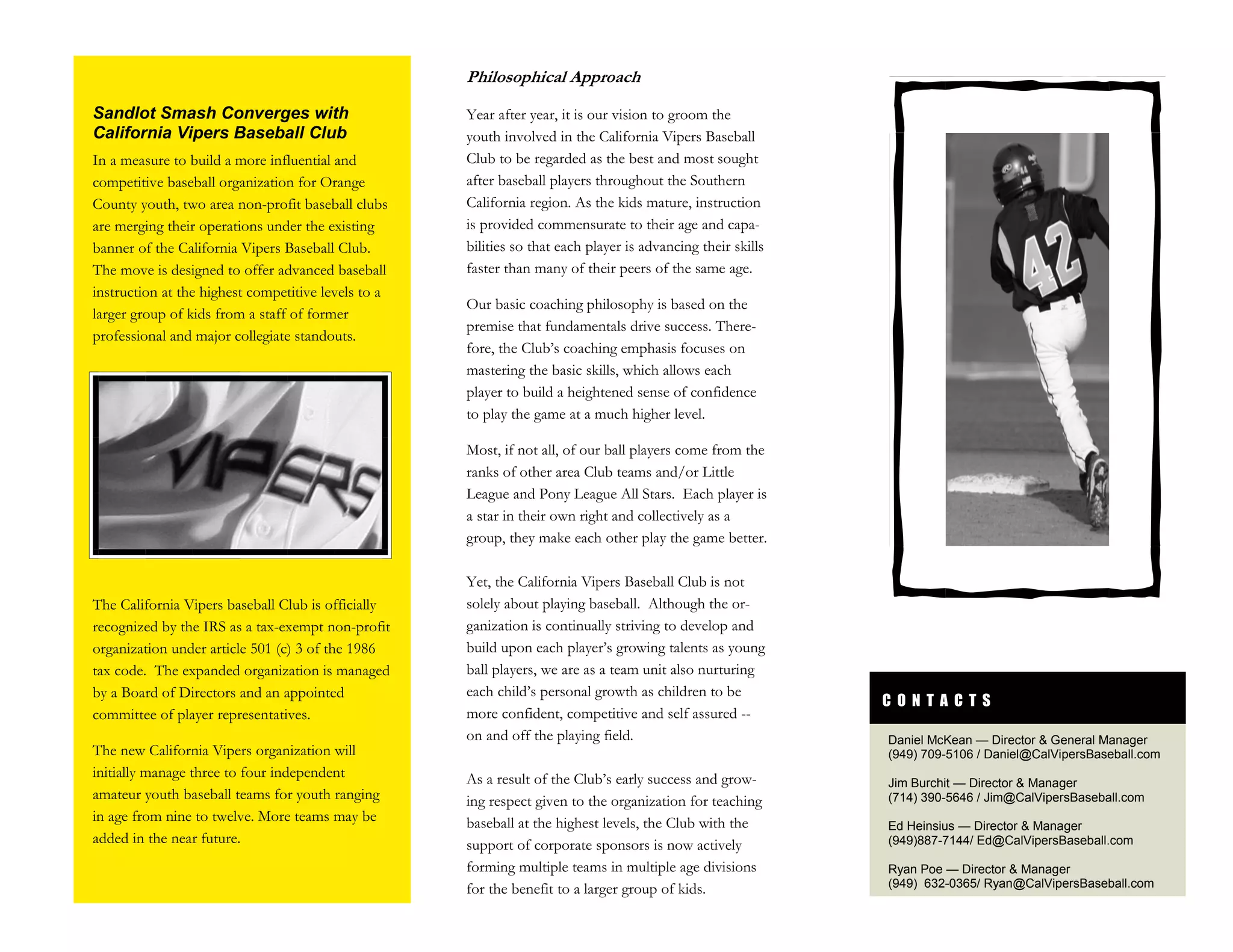 Non-Profit Baseball Club | PDF