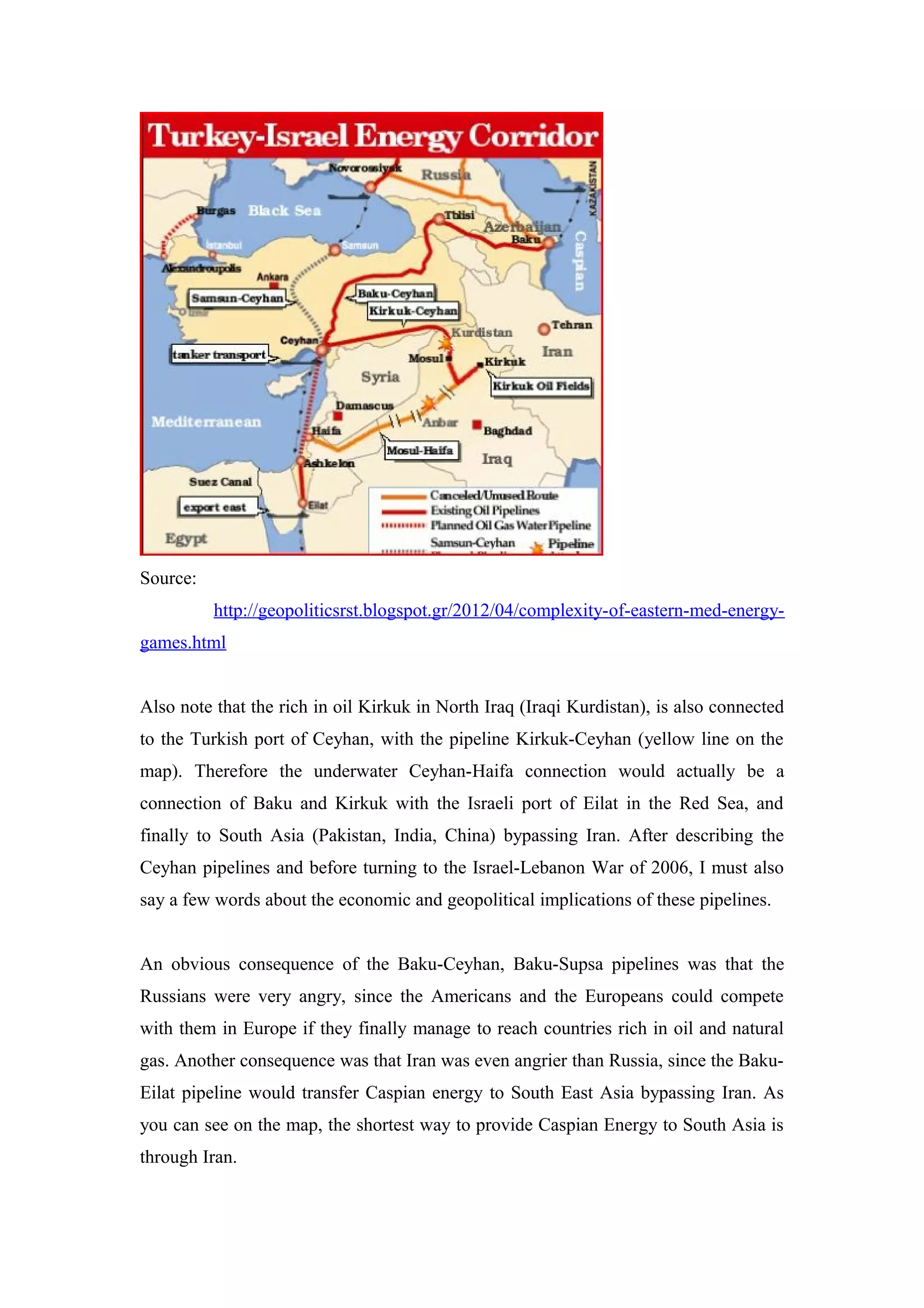 The Israel Lebaon War of 2006 and the Ceyhan-Haifa Pipeline | DOC