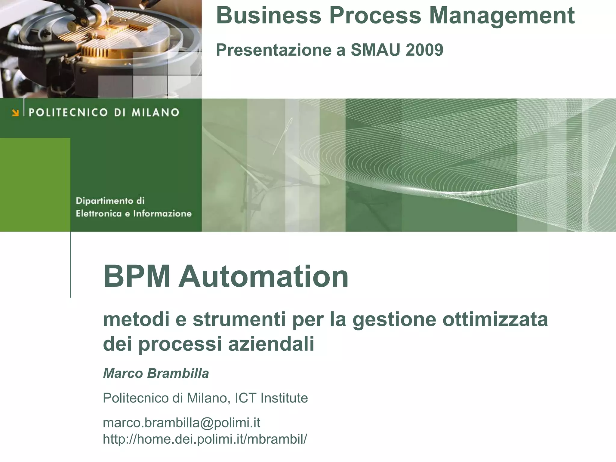 Business process modeling and automatic management | PPT