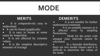 MERITS AND DEMERITS OF MEAN,MEDIAN,MODE,GM,HM AND WHEN TO USE THEM | PPTX