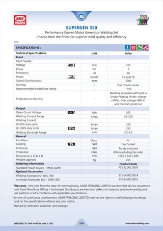 Smaw welding machine -adorwelding-supergen-320 | PDF