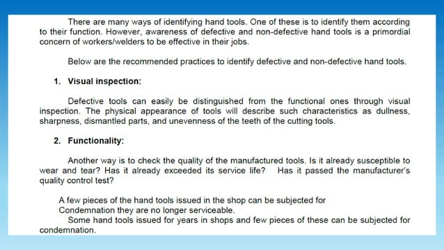 SMAW Lesson 2 Defective and Non-Defective Hand tools - Copy.pptx