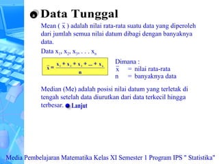 Sma xi ipa sem 1 (ukuran pemusatan data) kd1.3 | PPT