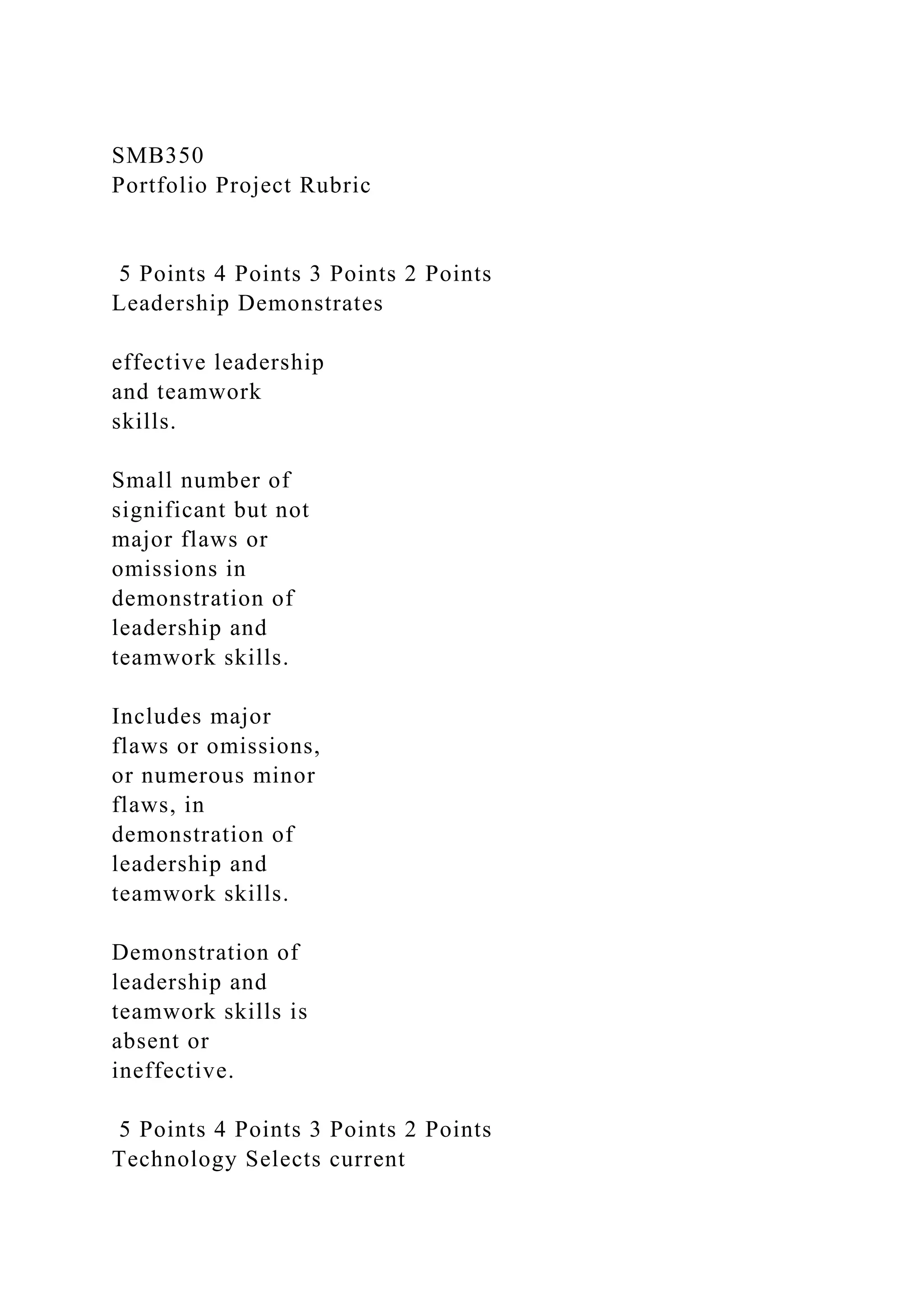 SMB350 Portfolio Project Rubric Criteria Meets Expecta.docx