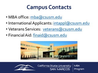 CSUSM Specialized MBA (SMBA) Program information session 2020 entry 11. ...