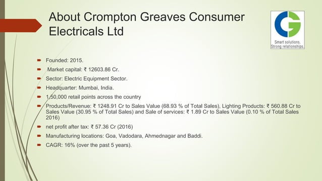 crompton greaves;product portfolio,major competitors,distribution ,BCG ...