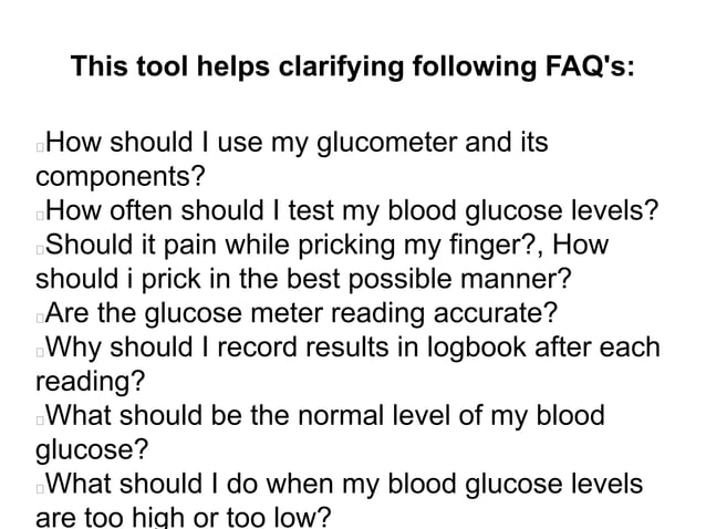 SMBG (Self Monitoring of Blood Glucose) | PPTX | Diabetes | Diseases ...