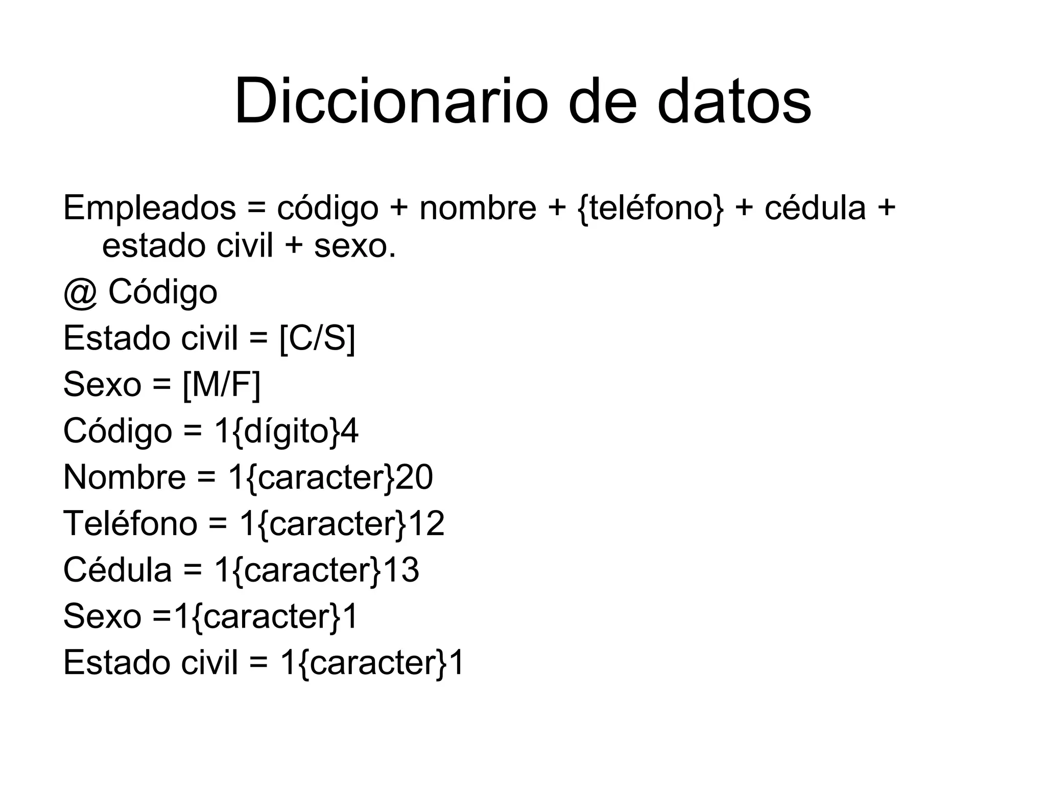 SíMbolos Del Diccionario De Datos | PPT