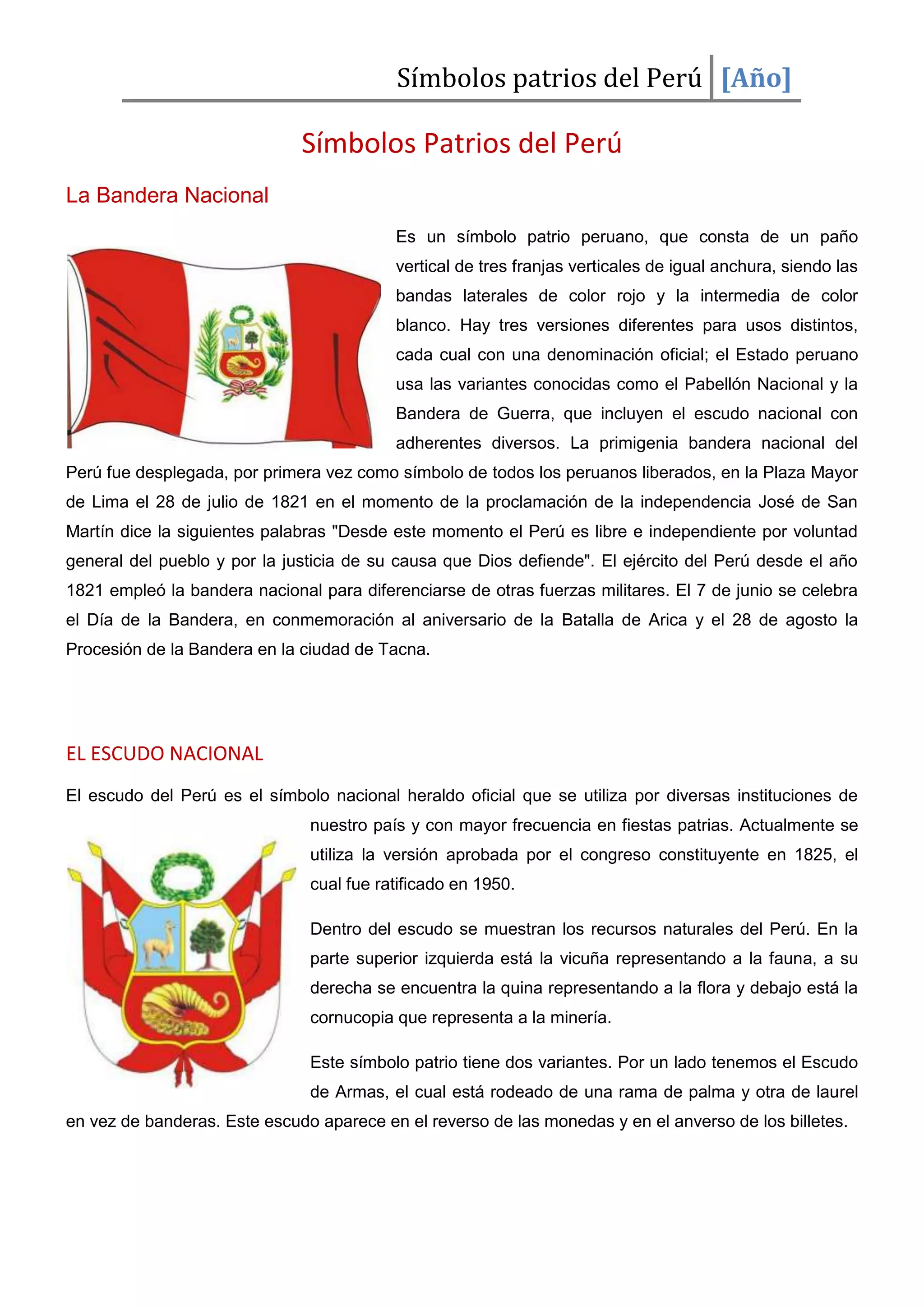 Símbolos patrios del perú | DOCX