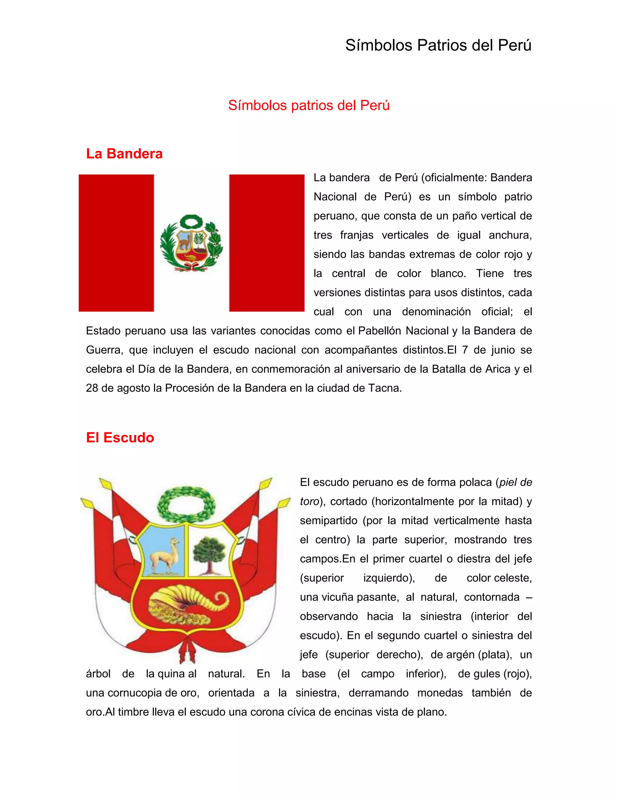 Símbolos patrios del perú | DOCX