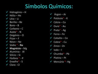 Símbolos químicos c.f.q | PPTX