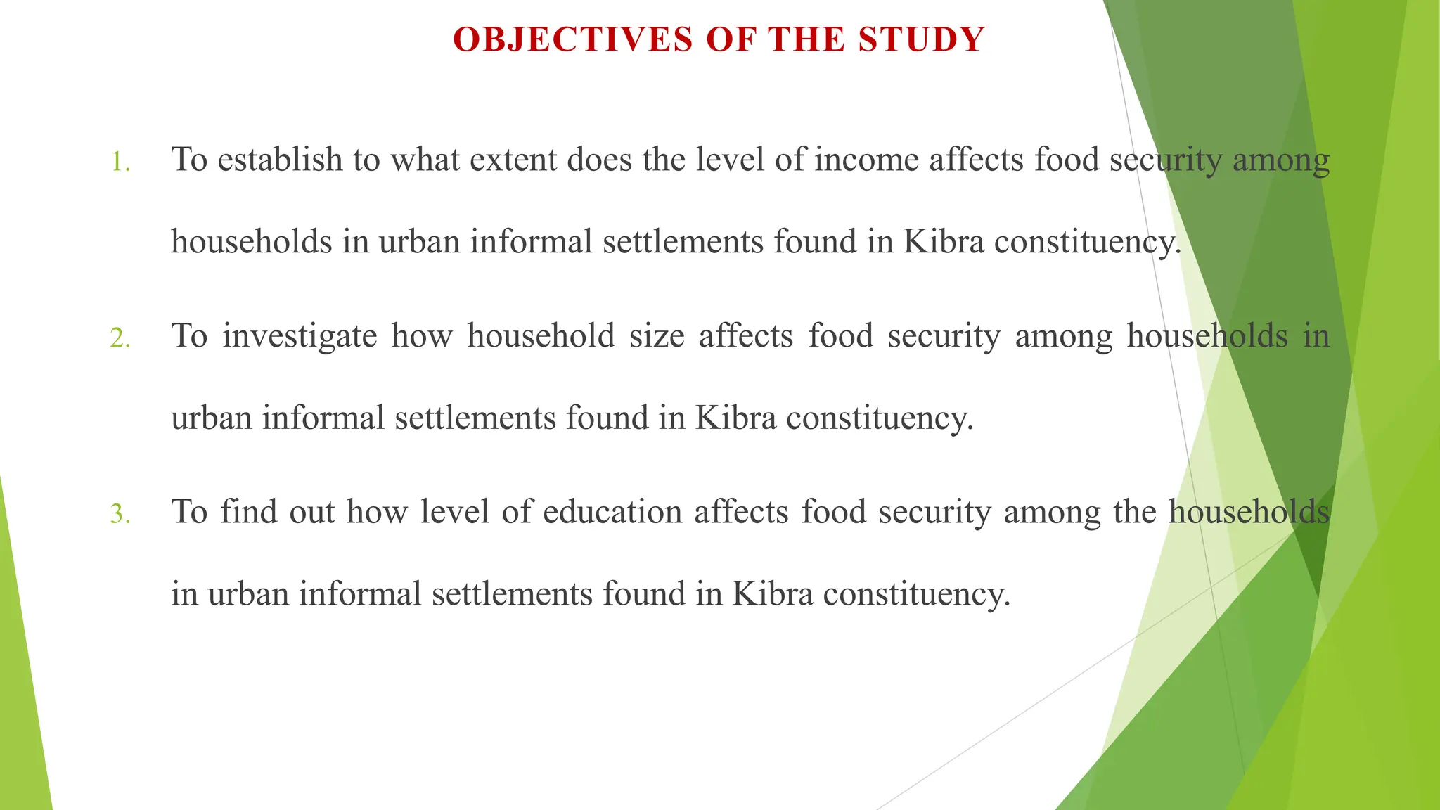 FACTORS AFFECTING FOOD SECURITY AMONG HOUSEHOLDS IN URBAN INFORMAL ...