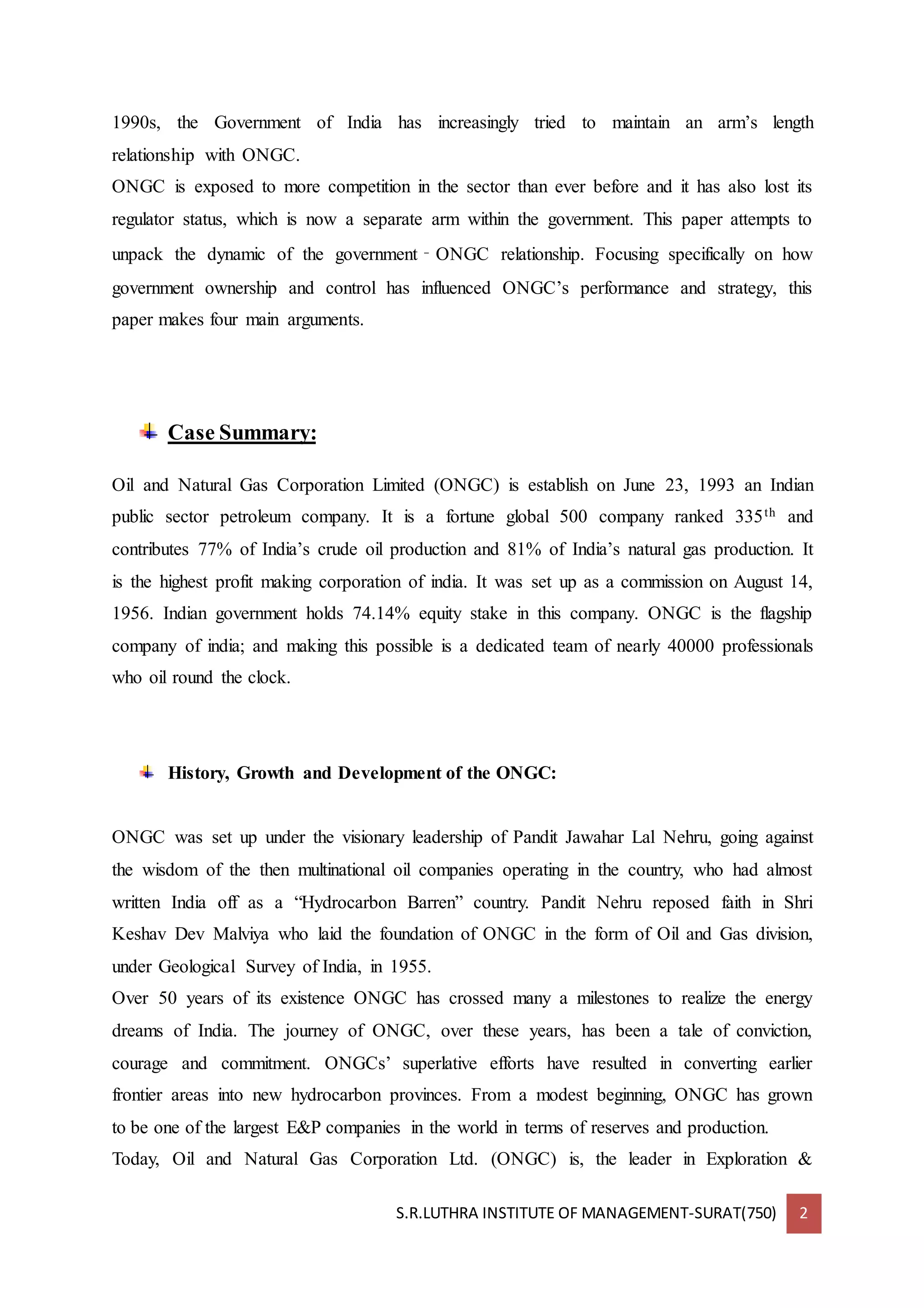 ONGC case study. | DOCX
