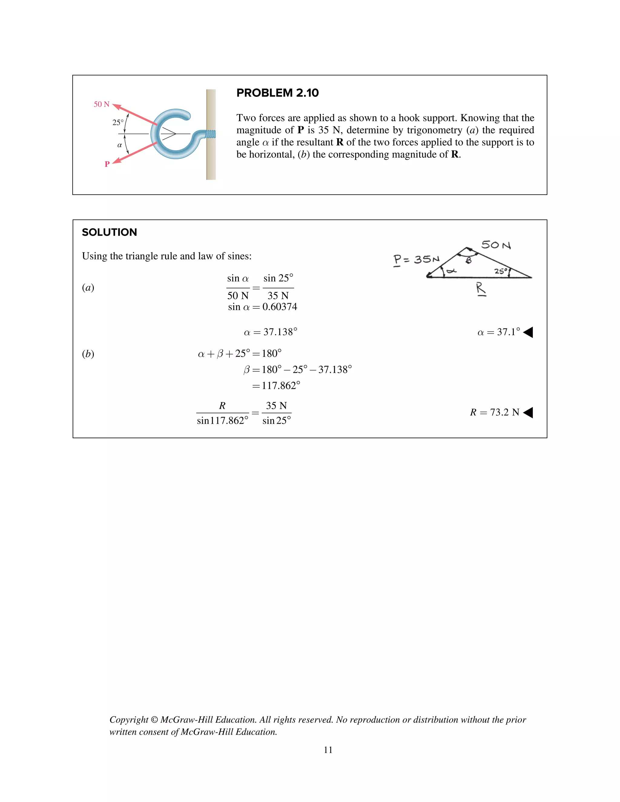 solution manual Vector Mechanics for Engineers:Statics Beer Johnston Mazurek 12th edition | PDF ...