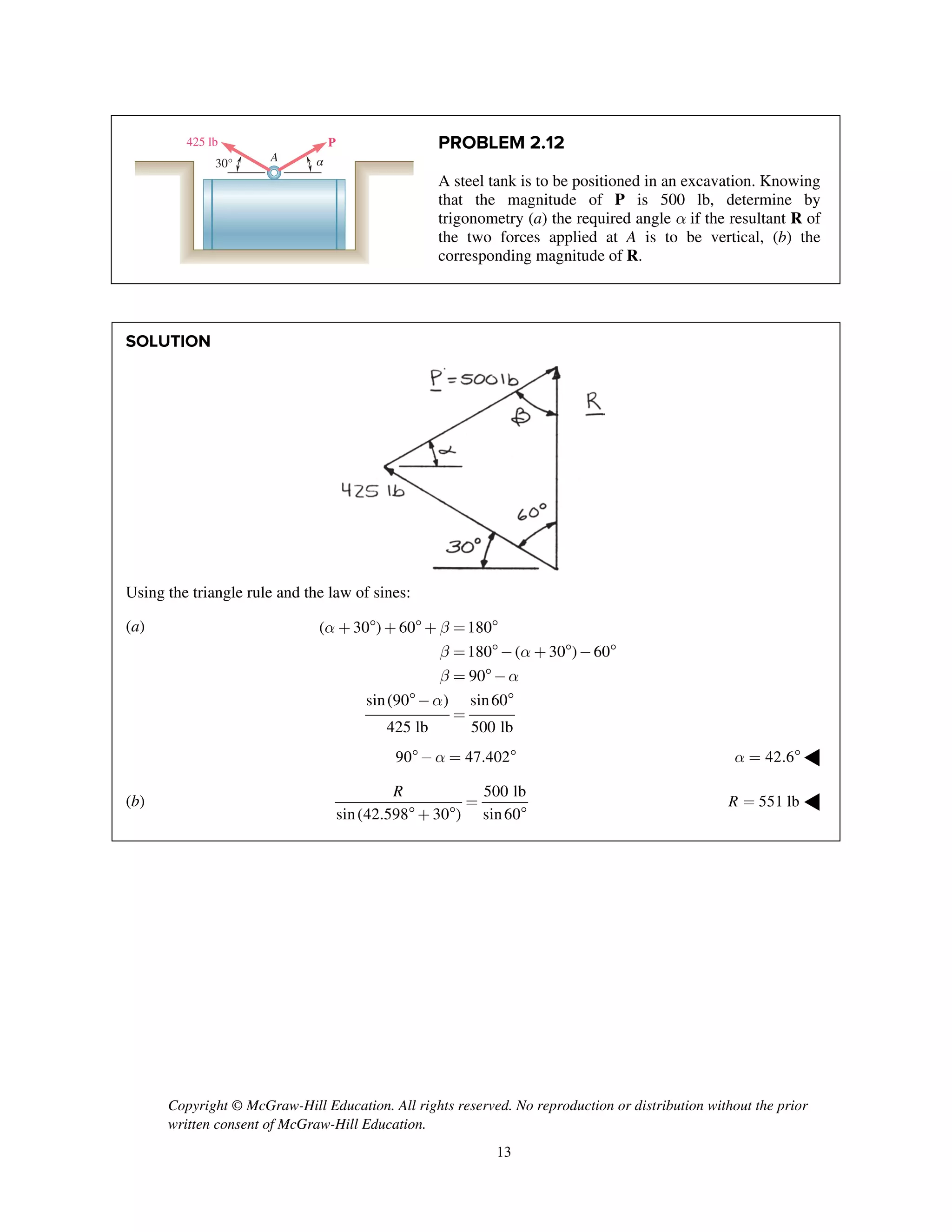 solution manual Vector Mechanics for Engineers:Statics Beer Johnston Mazurek 12th edition | PDF ...