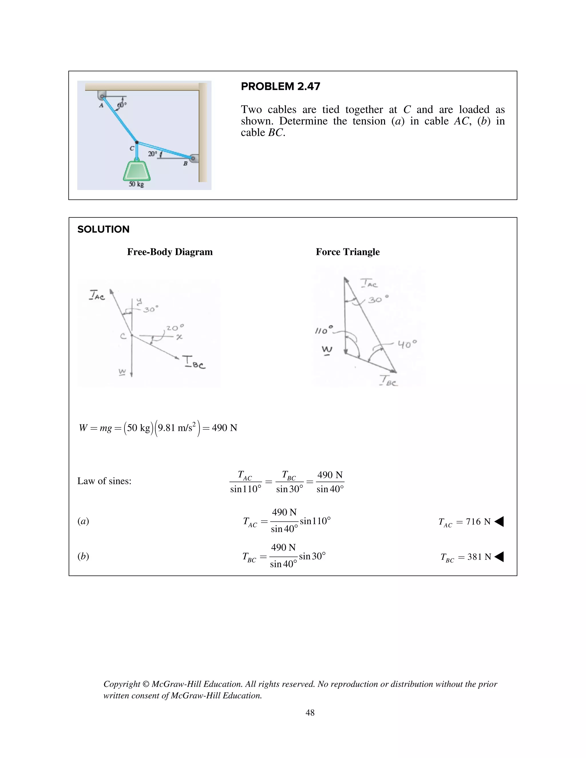 solution manual Vector Mechanics for Engineers:Statics Beer Johnston Mazurek 12th edition | PDF ...
