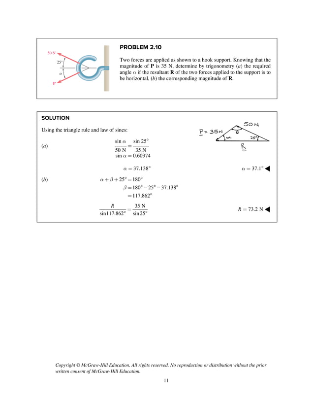solution manual Vector Mechanics for Engineers:Statics Beer Johnston Mazurek 12th edition | PDF ...