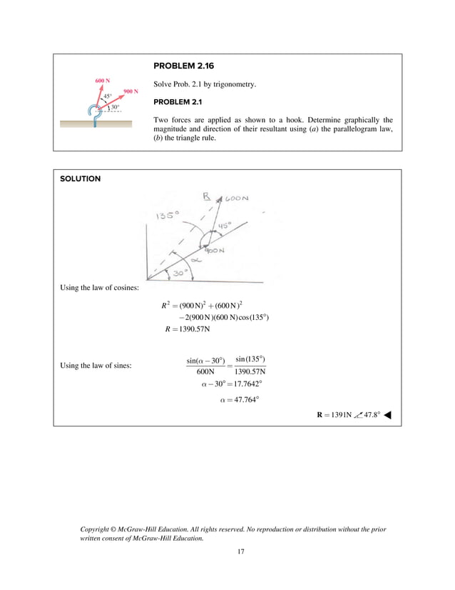 solution manual Vector Mechanics for Engineers:Statics Beer Johnston Mazurek 12th edition | PDF ...