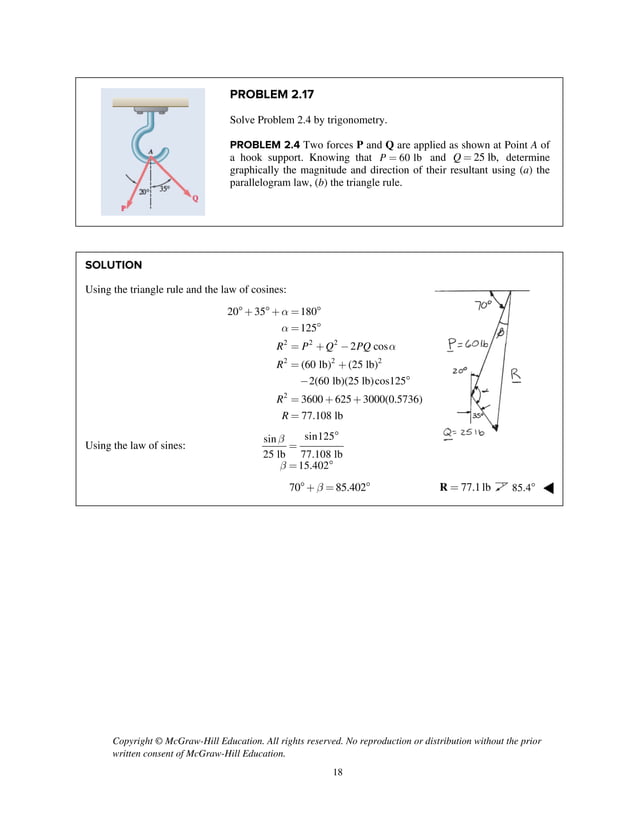 solution manual Vector Mechanics for Engineers:Statics Beer Johnston Mazurek 12th edition | PDF ...