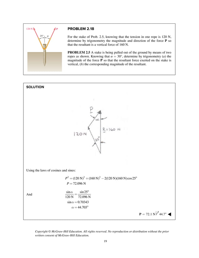 solution manual Vector Mechanics for Engineers:Statics Beer Johnston Mazurek 12th edition | PDF ...