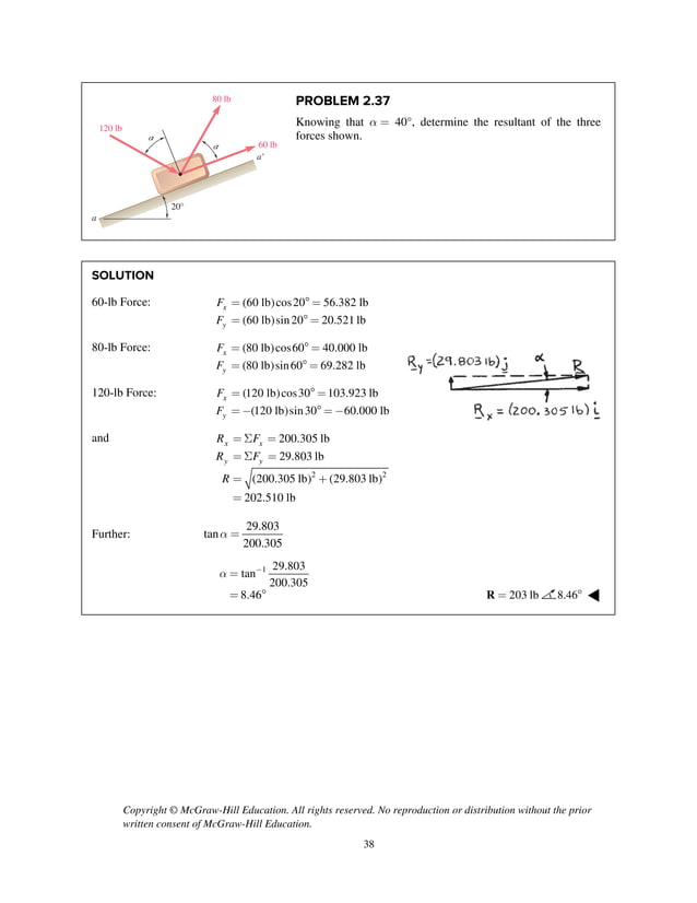 solution manual Vector Mechanics for Engineers:Statics Beer Johnston Mazurek 12th edition | PDF ...
