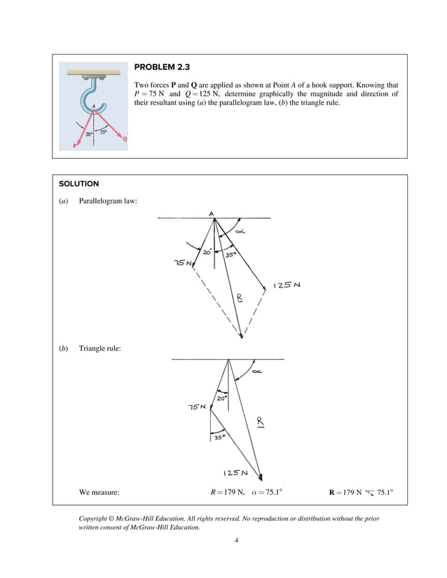 solution manual Vector Mechanics for Engineers:Statics Beer Johnston Mazurek 12th edition | PDF ...