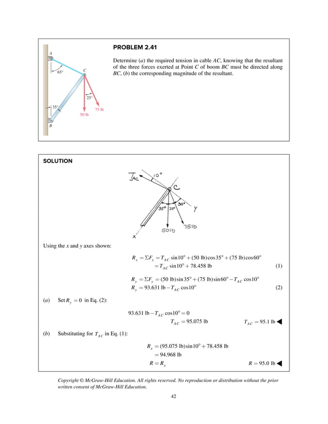solution manual Vector Mechanics for Engineers:Statics Beer Johnston Mazurek 12th edition | PDF ...
