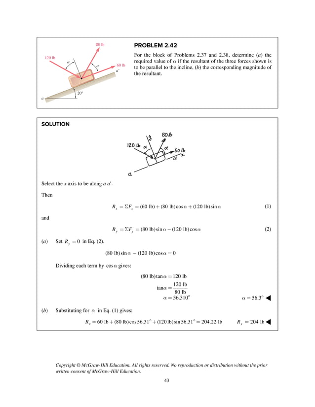 solution manual Vector Mechanics for Engineers:Statics Beer Johnston Mazurek 12th edition | PDF ...