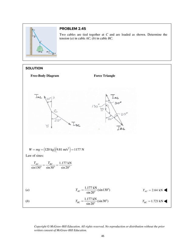 solution manual Vector Mechanics for Engineers:Statics Beer Johnston Mazurek 12th edition | PDF ...