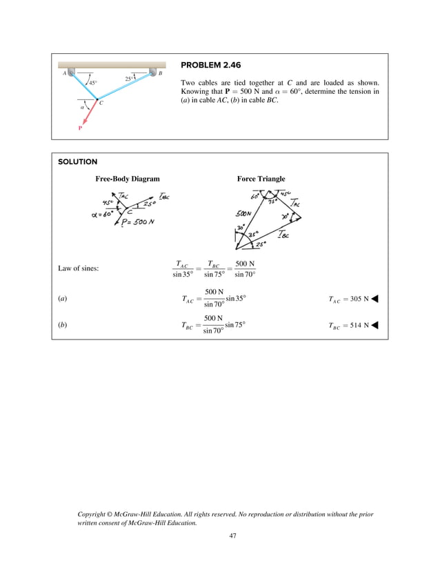 solution manual Vector Mechanics for Engineers:Statics Beer Johnston Mazurek 12th edition | PDF ...