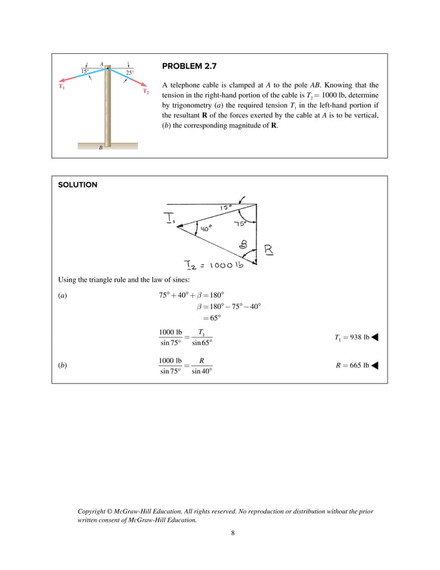 solution manual Vector Mechanics for Engineers:Statics Beer Johnston ...