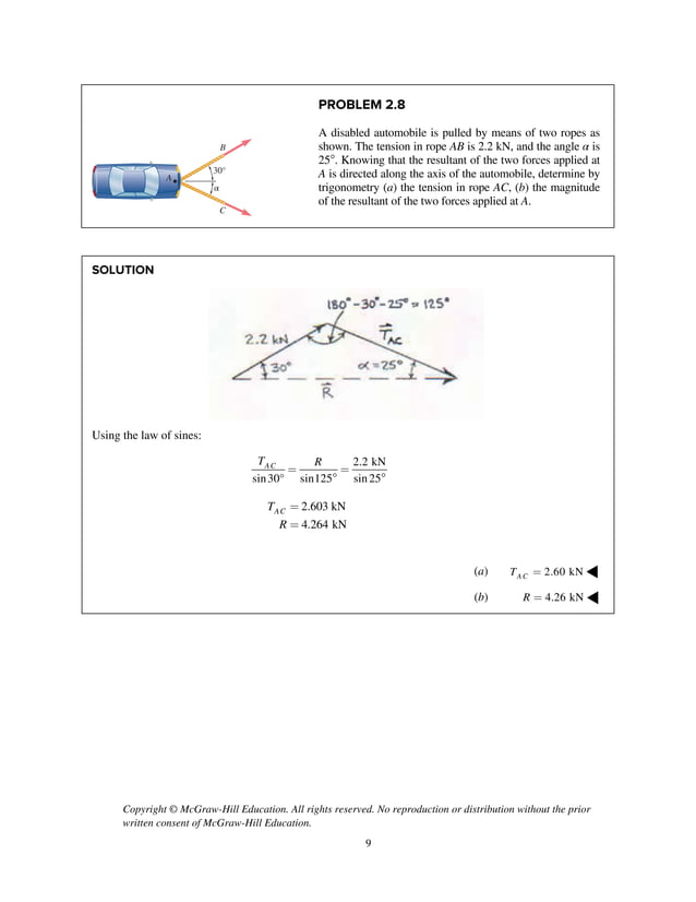 solution manual Vector Mechanics for Engineers:Statics Beer Johnston Mazurek 12th edition | PDF ...