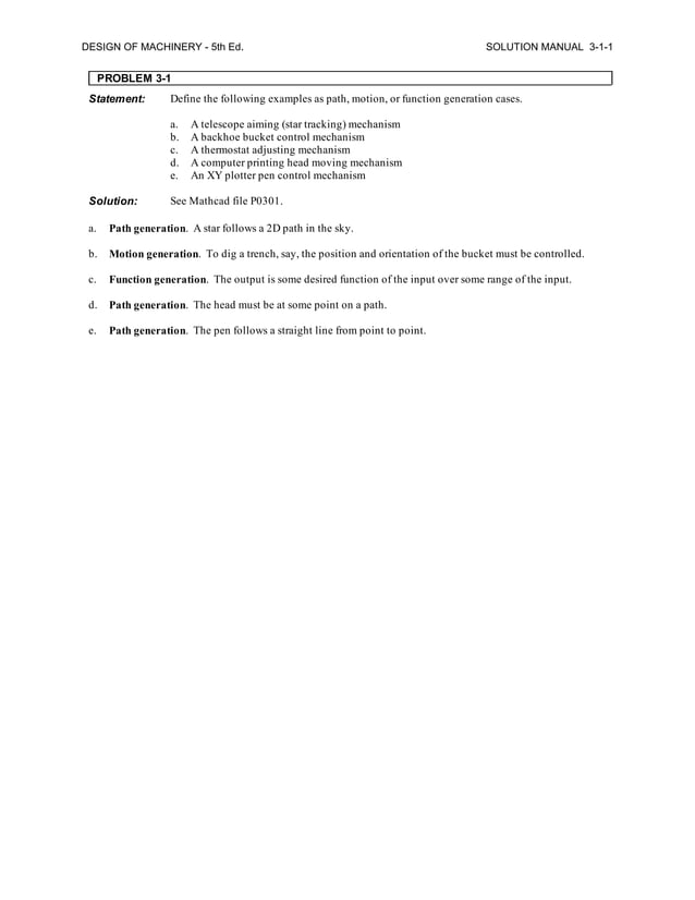 solution manual Design of Machinery: An Introduction to the Synthesis ...