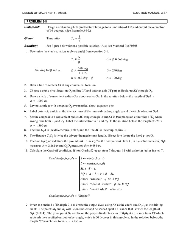 solution manual Design of Machinery: An Introduction to the Synthesis and Analysis of Mechanisms ...