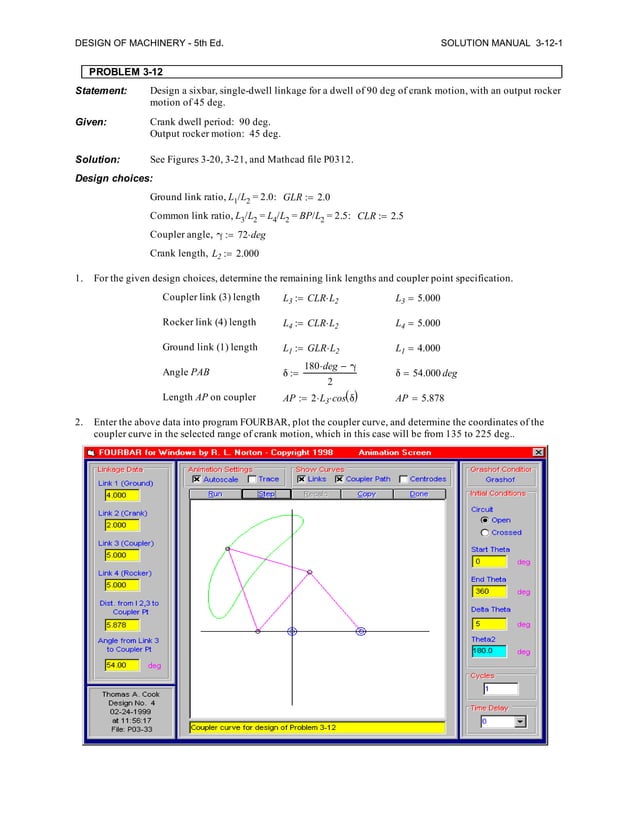 solution manual Design of Machinery: An Introduction to the Synthesis and Analysis of Mechanisms ...