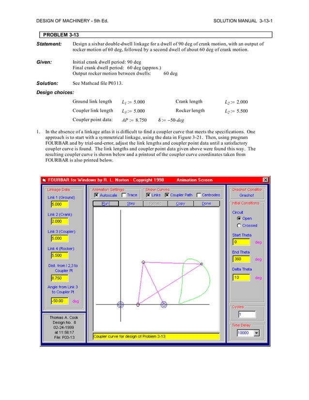 solution manual Design of Machinery: An Introduction to the Synthesis and Analysis of Mechanisms ...