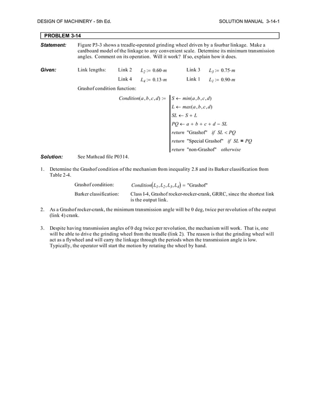solution manual Design of Machinery: An Introduction to the Synthesis and Analysis of Mechanisms ...