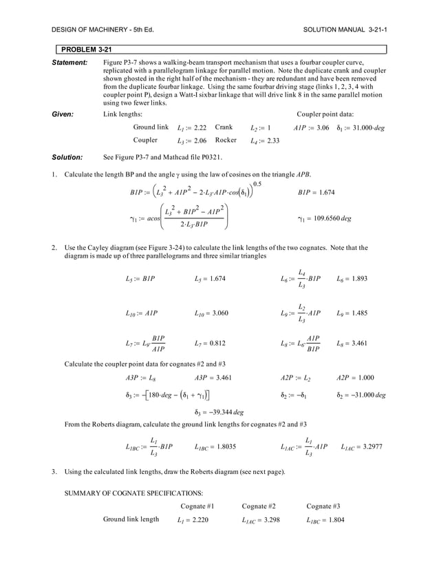solution manual Design of Machinery: An Introduction to the Synthesis and Analysis of Mechanisms ...