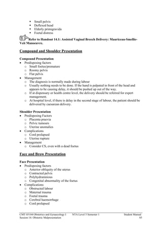SM CMT 05104 obstetrics and gynaecology I | PDF