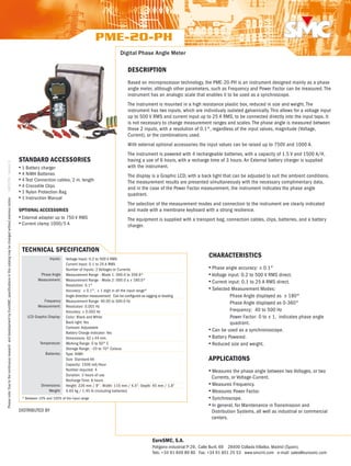 SMC PME-20-PH Digital Phase Angle Meter | PDF