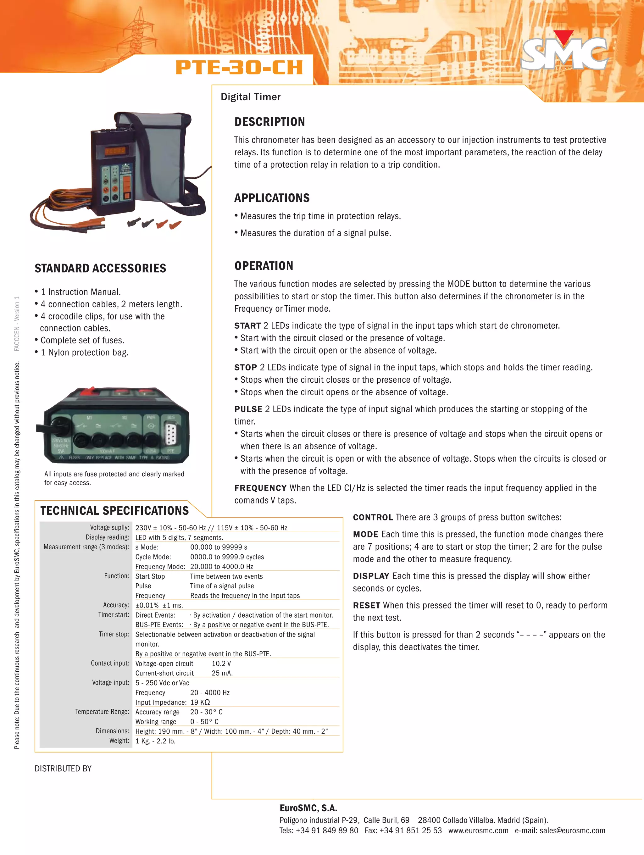 SMC PTE-30-CH Digital Timer | PDF