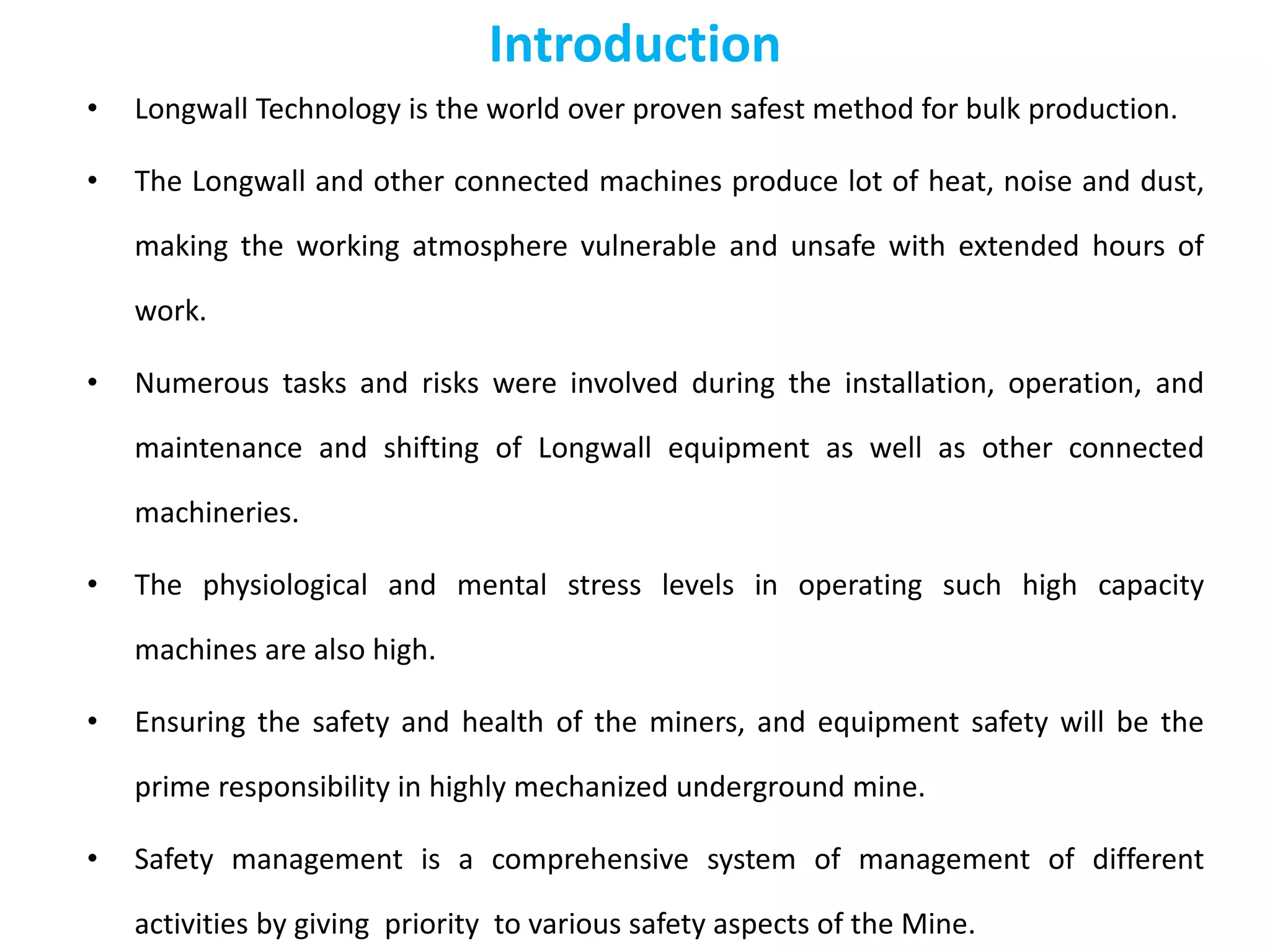 Safety Management of Deep Mechanised Longwall Mine | PPTX