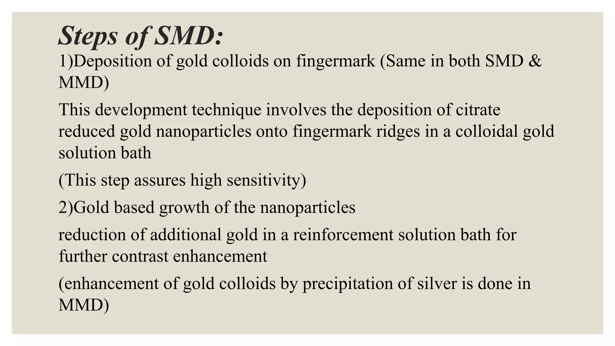 Single Metal Deposition : Technique of Latent Fingerprint Development ...
