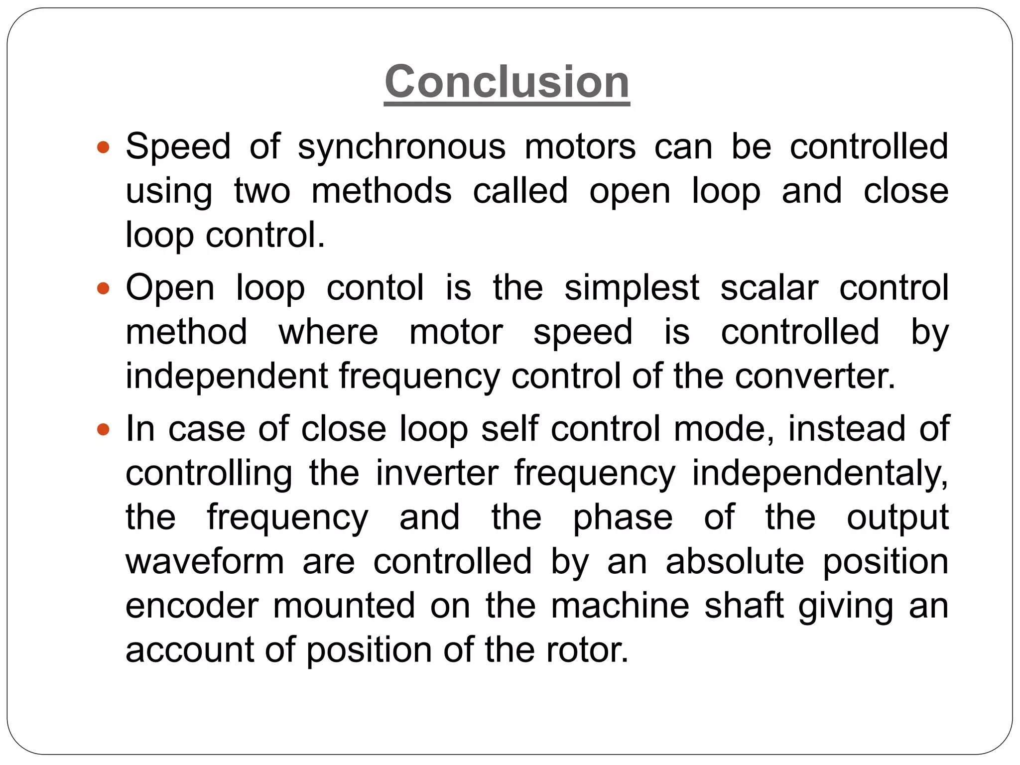 Speed Control of Synchronous Motor | PPTX