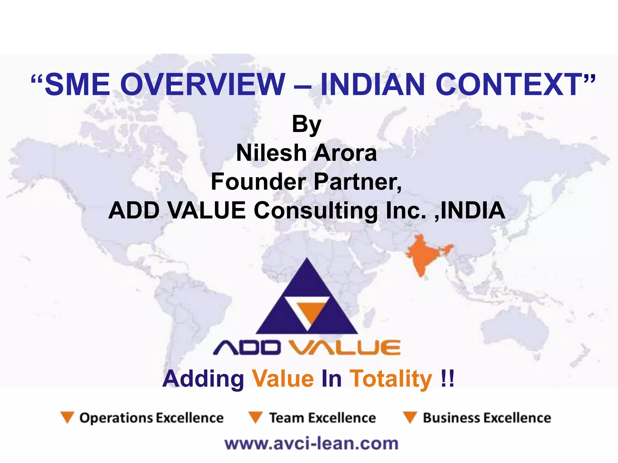 Overview of Indian SME - ADDVALUE Lean Consulting Firm | PPT