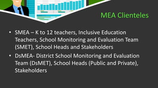 School Monitoring, Evaluation and Adjustment (SMEA) | PDF