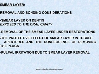 Smear layer / dental courses | PPT